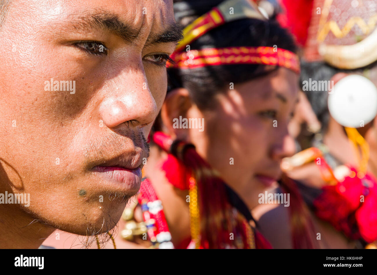 Phom-Warriors fully decorated at Hornbill-Festival Stock Photo - Alamy