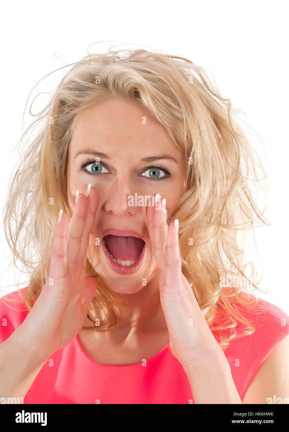 young woman screams Stock Photo - Alamy