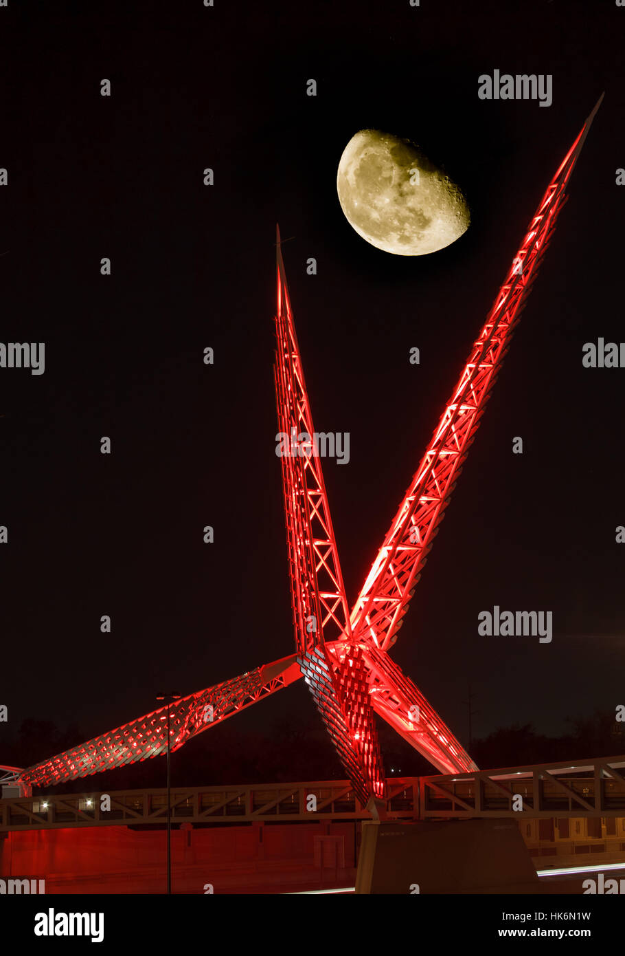 Moonrise and the Skydance Bridge. An Oklahoma City landmark that ...