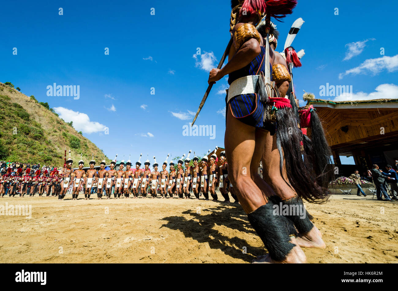 Warrior of the Khiamniungan tribe perform ritual dances at Hornbill ...