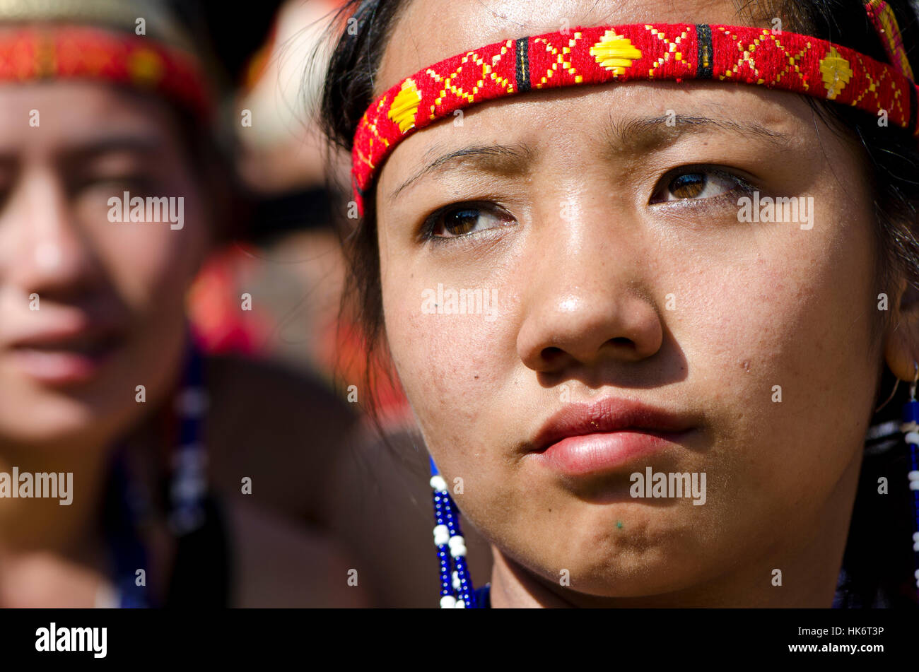 Ladies of the Phom tribe waiting to perform ritual dances at Hornbill ...