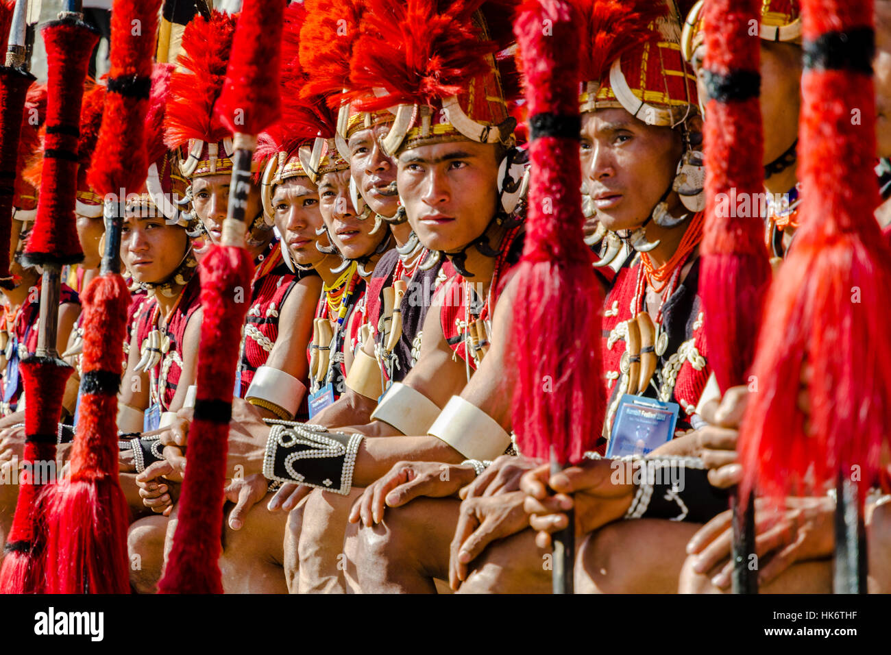 Warrior of the Yimchunger tribe waiting to perform ritual dances at ...