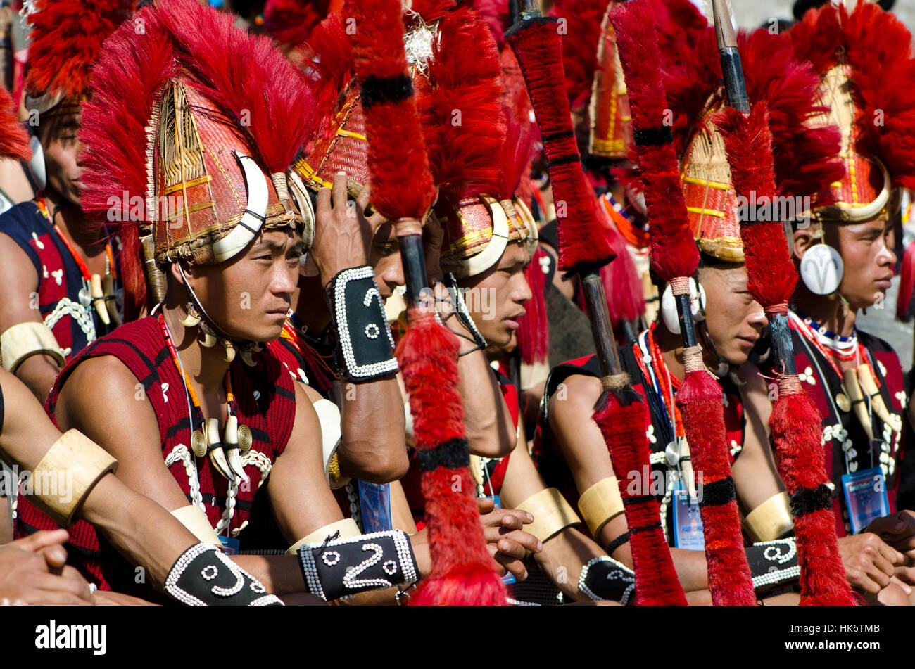 Warrior of the Yimchunger tribe waiting to perform ritual dances at ...