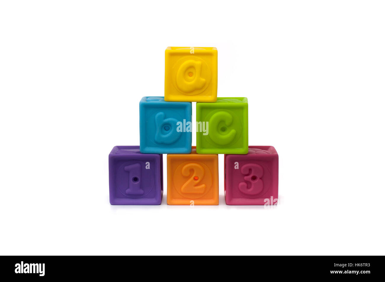 Pyramid of Colored Play Blocks with letters and numbers Stock Photo - Alamy