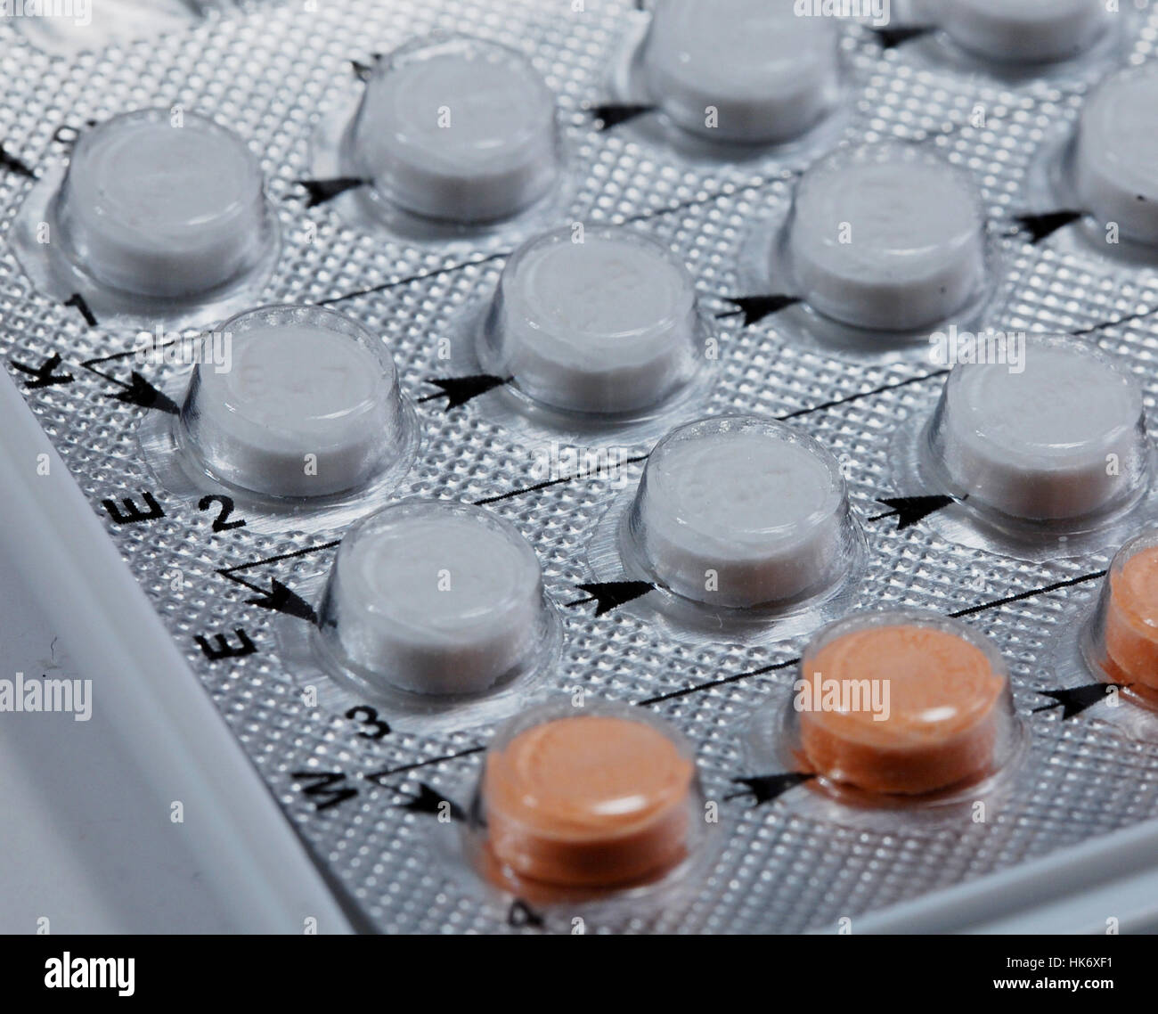 Birth control pills in blister pack, showing weeks Stock Photo - Alamy