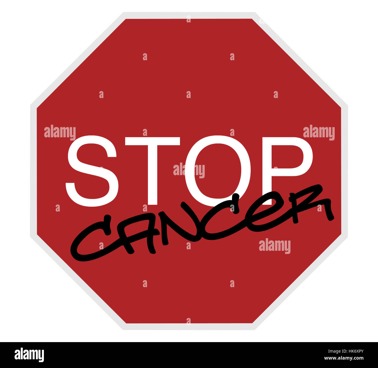 stop sign - stop cancer, white on red isolated on white Stock Photo - Alamy