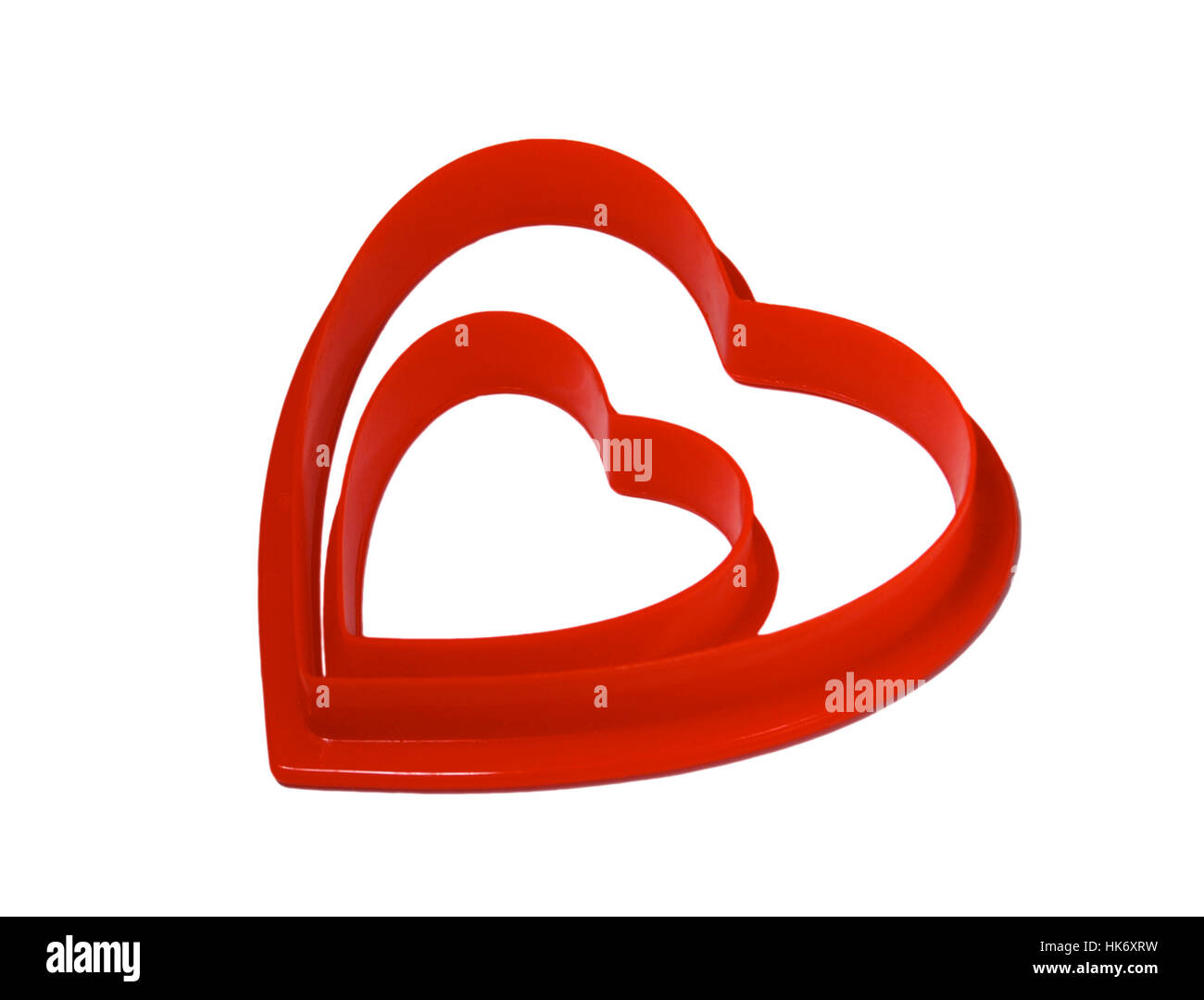 Valentine 2 hearts nesting within each other, isolated on white, with ...