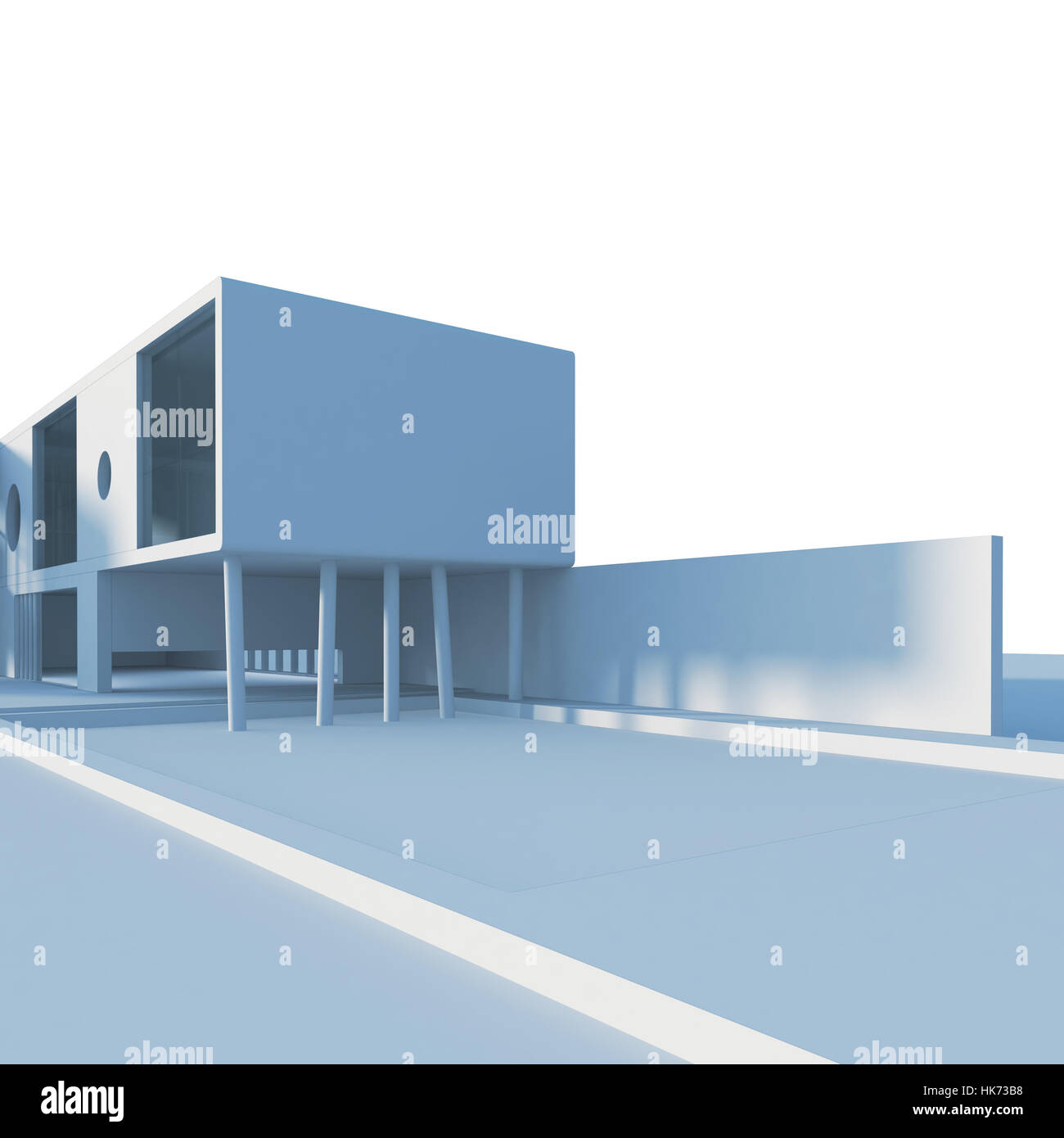 Constructivism style cottage. Building design and 3d model my own Stock ...