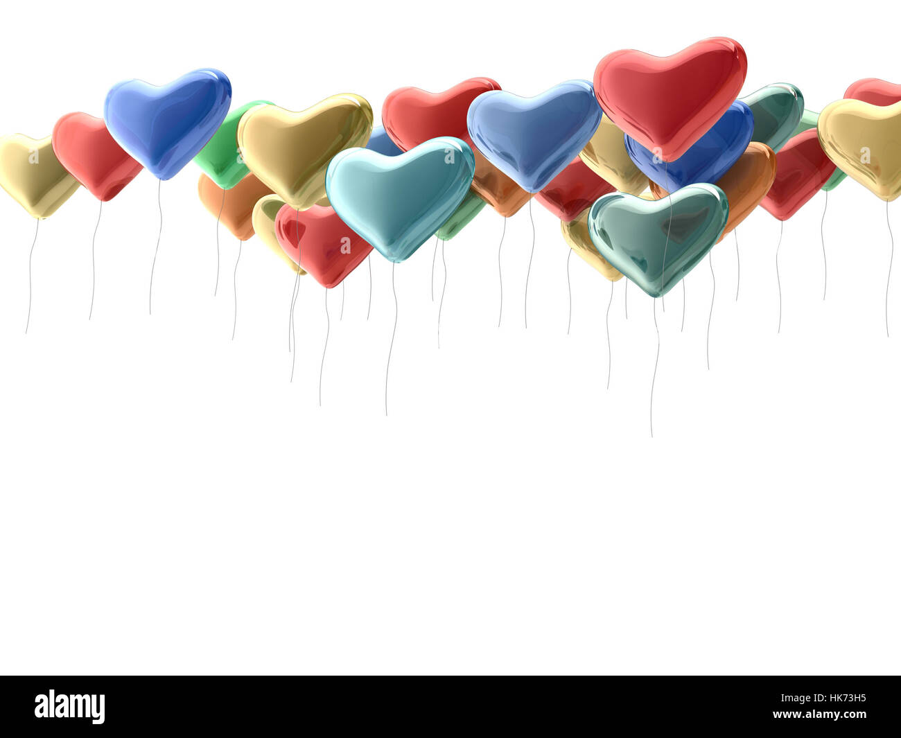 Rainbow heart balloons. 3d render on white background Stock Photo - Alamy