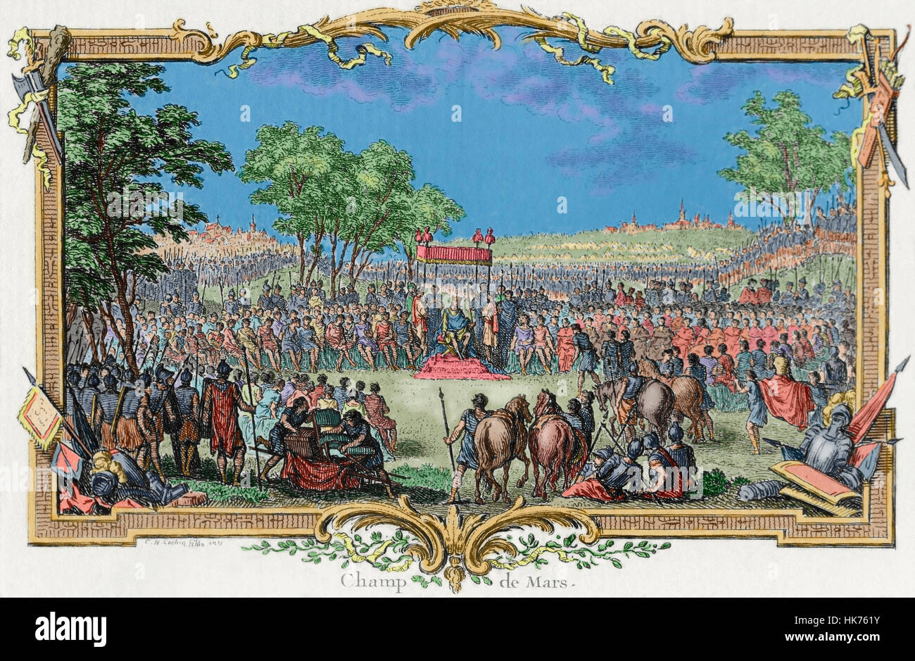 France. Paris. Champ de Mars during a ceremony. French engraving, 1849 ...