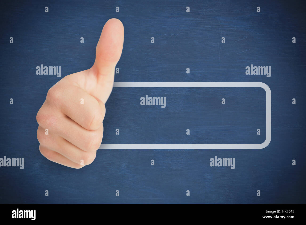 Thumb Up Next To Empty Label On Blue Background Stock Photo Alamy