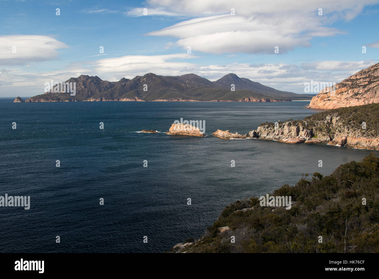 Isle du Nord from the fossil cliffs of Maria Island, Tasmania Stock ...