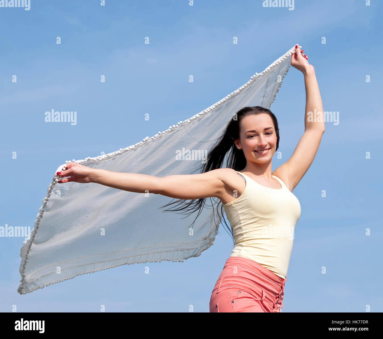 woman with flowing cloth Stock Photo - Alamy