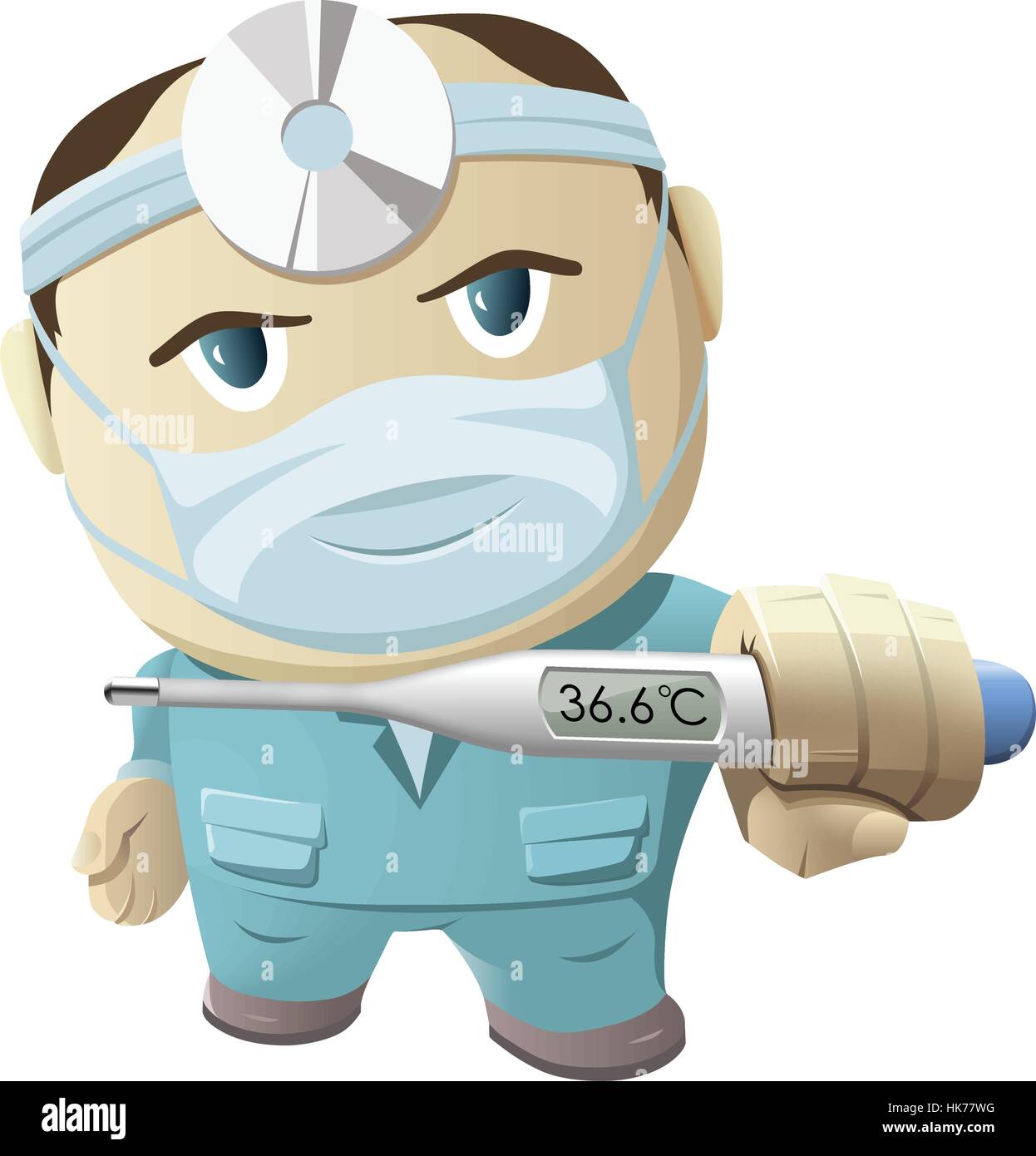 Doctor with thermometer vector illustration isolated on white ...