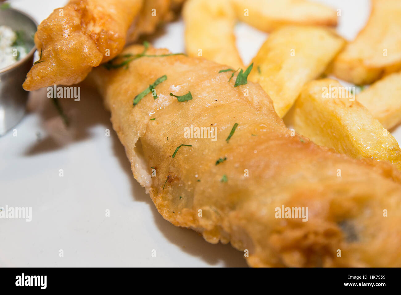 A traditional pub fish and chips Stock Photo - Alamy