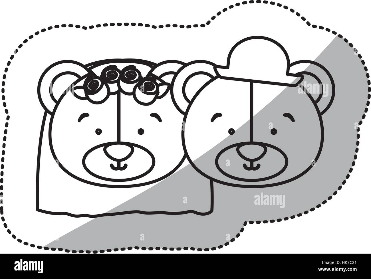 sticker monochrome contour and half shadow with faces couple of married ...