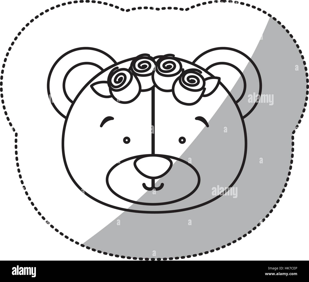 sticker monochrome contour and half shadow with face of bride bear ...