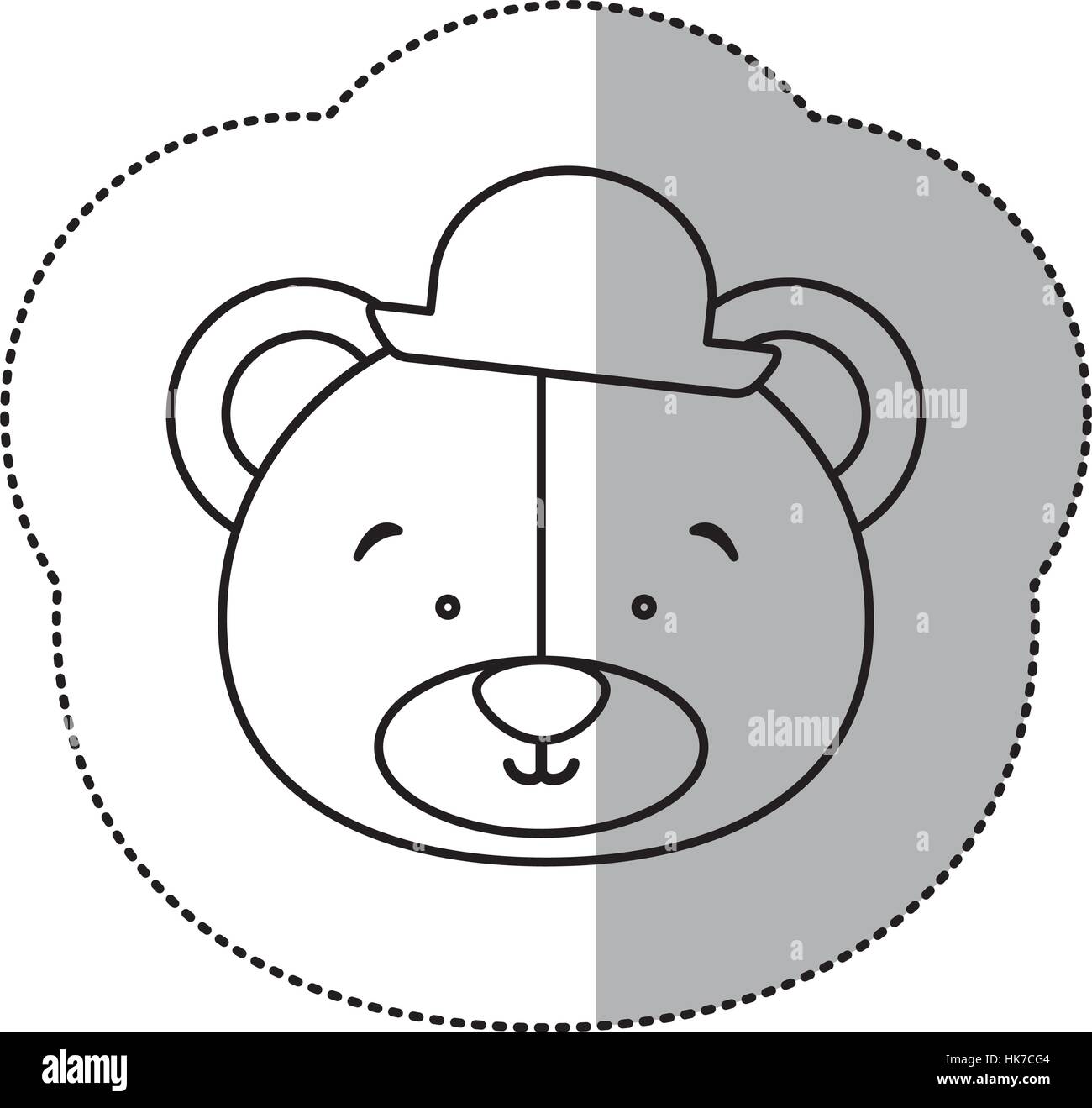 sticker monochrome contour and half shadow with face of groom bear ...