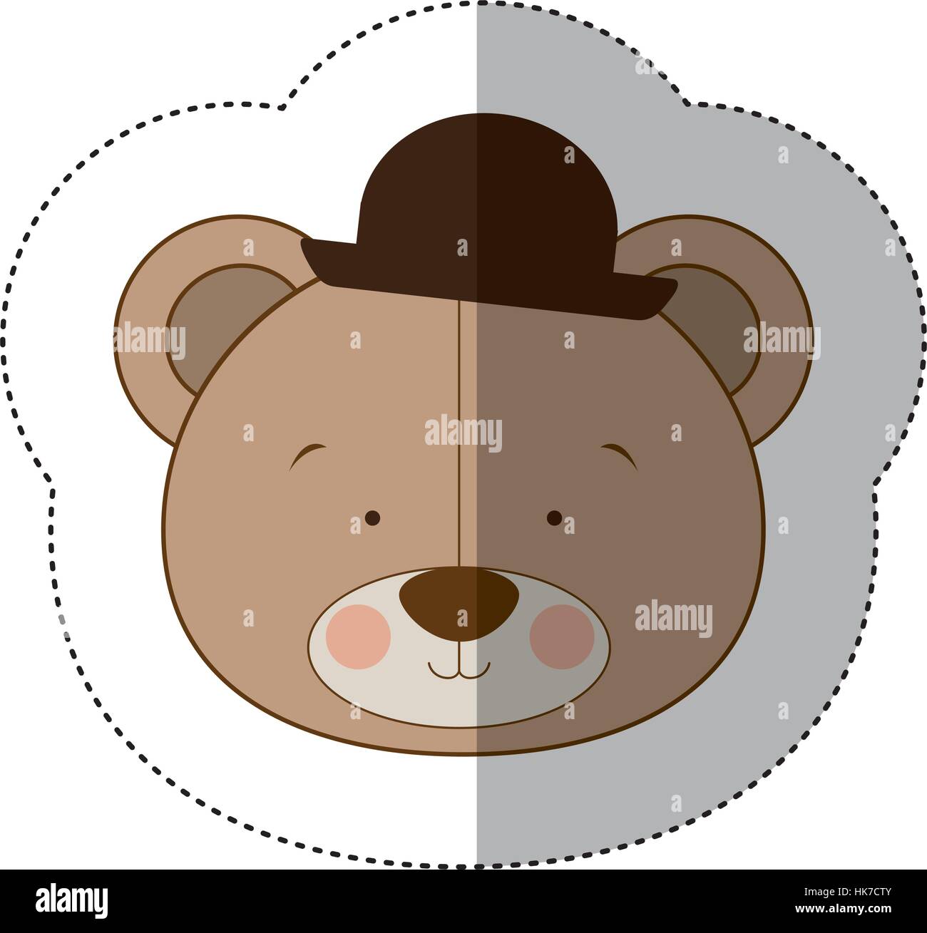 sticker colorful and half shadow with face of groom bear vector ...