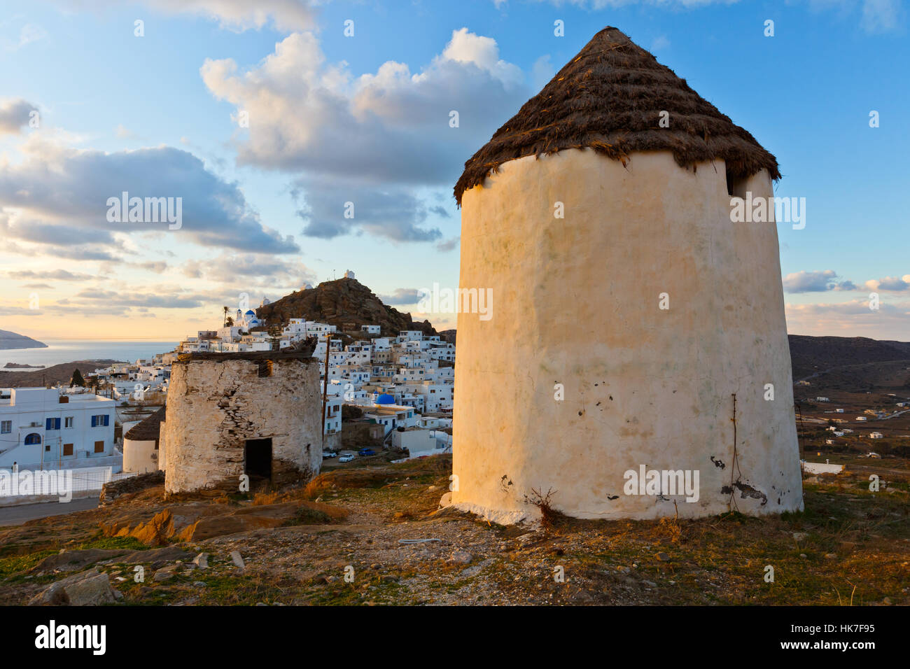 Windmill in Chora village of Ios island in Greece Stock Photo - Alamy