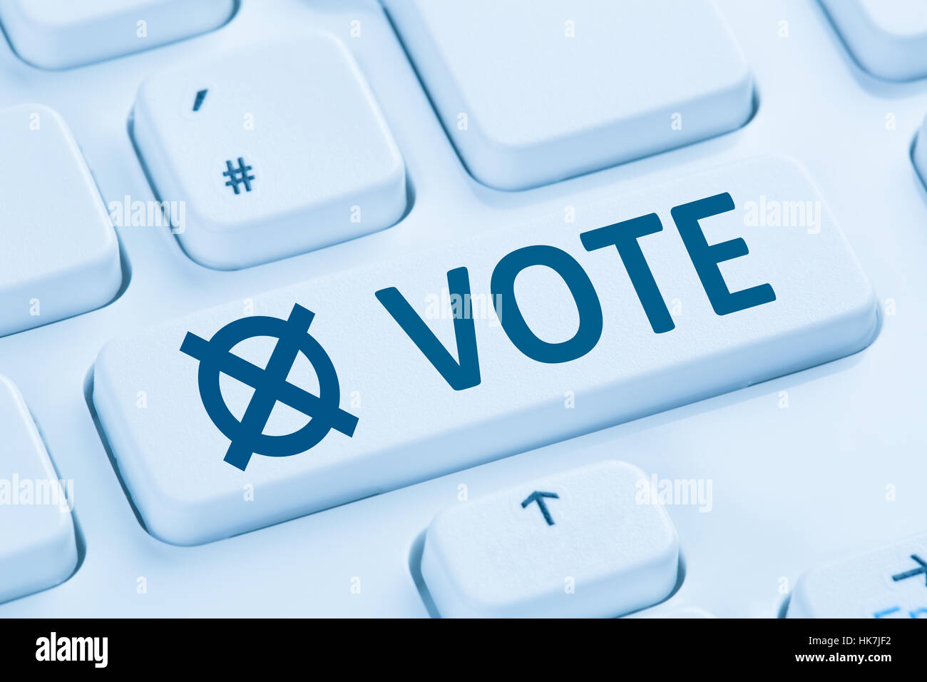 Online vote button election internet symbol blue computer keyboard ...