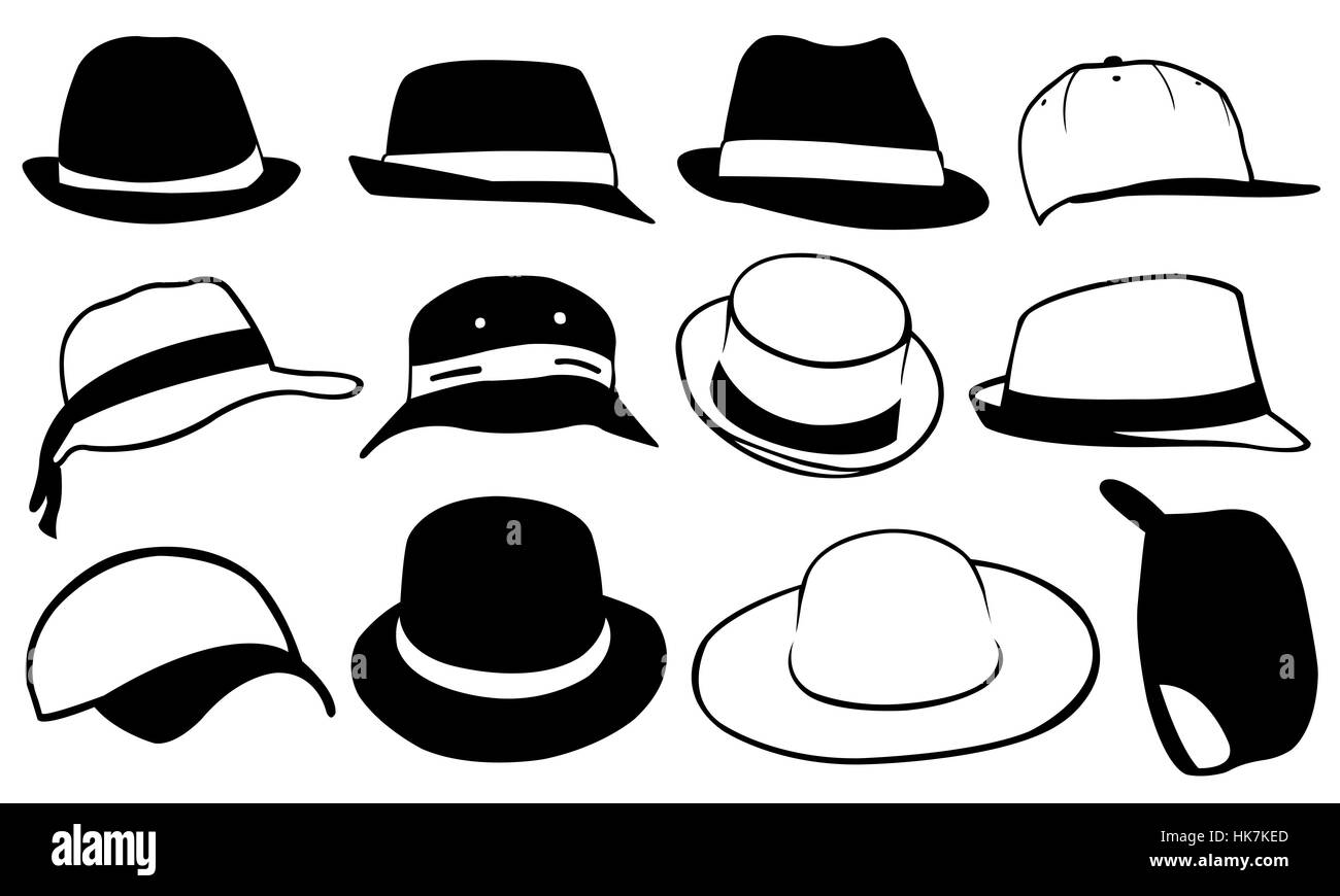 Set of different hats isolated Stock Photo - Alamy