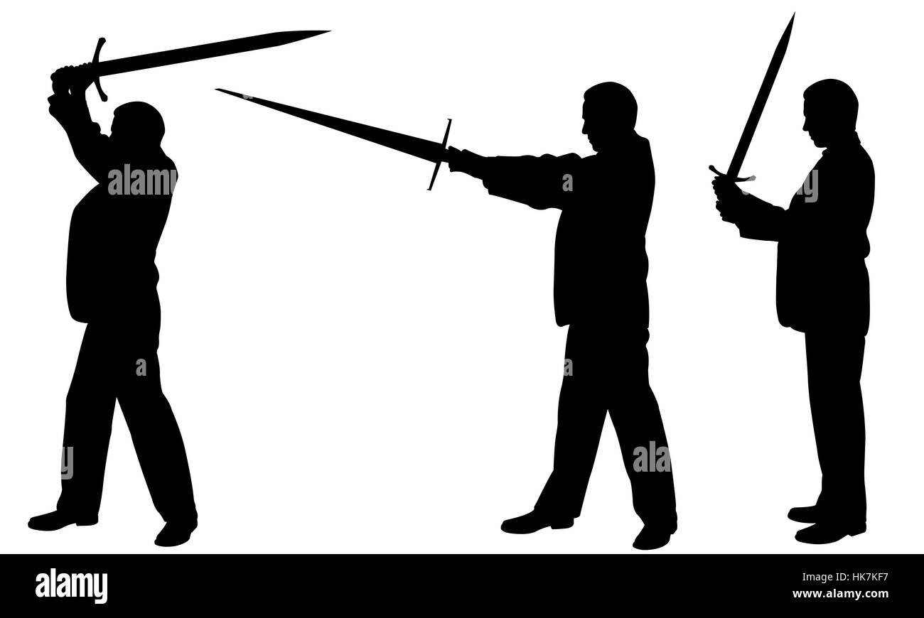 Set of men with swords isolated Stock Photo - Alamy