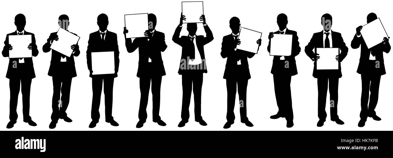 Illustration of people with signs isolated Stock Photo - Alamy