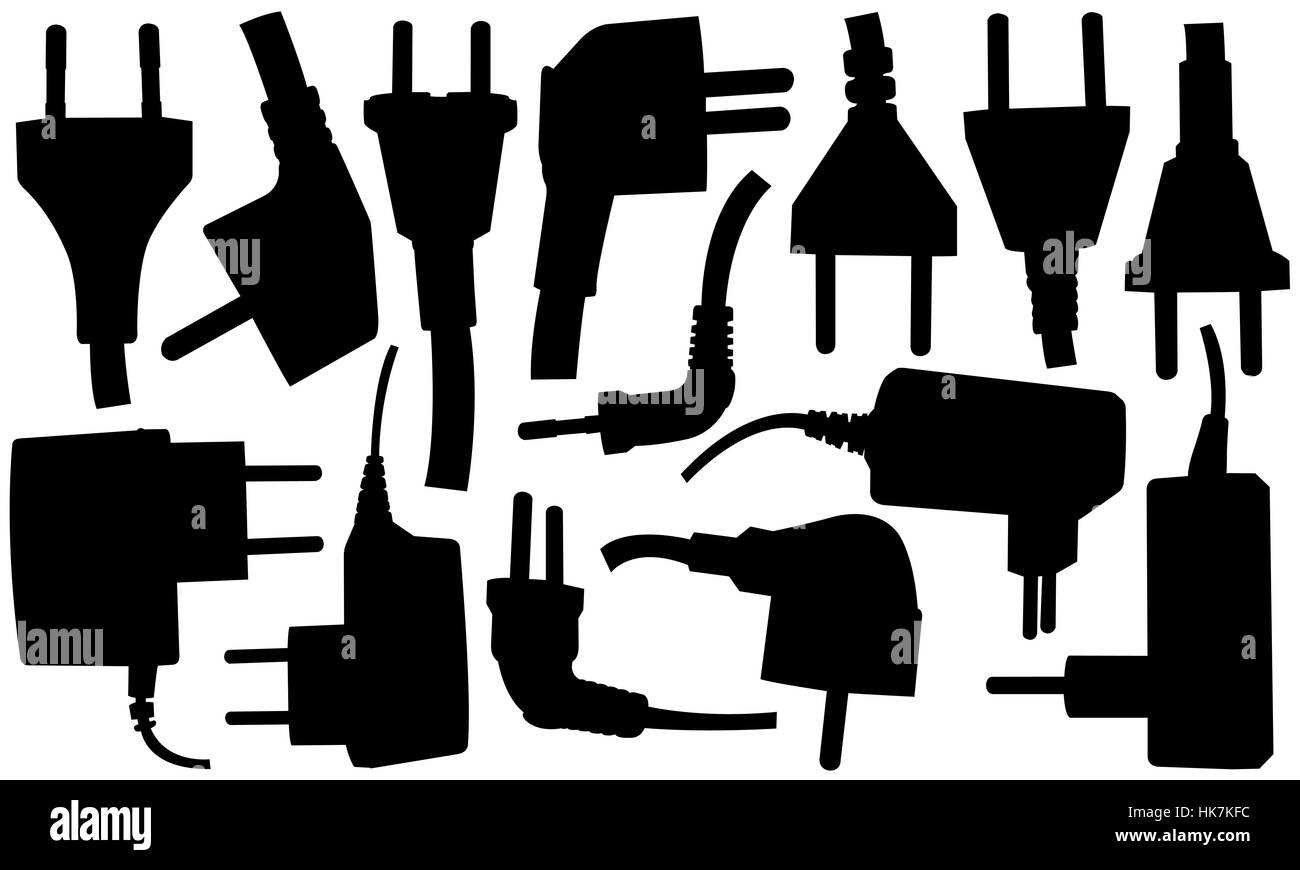 Set of different plugs isolated Stock Photo - Alamy