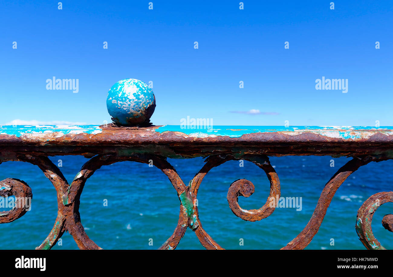 blue, balcony, balustrade, decoration, column, colonnade, blue, summer ...