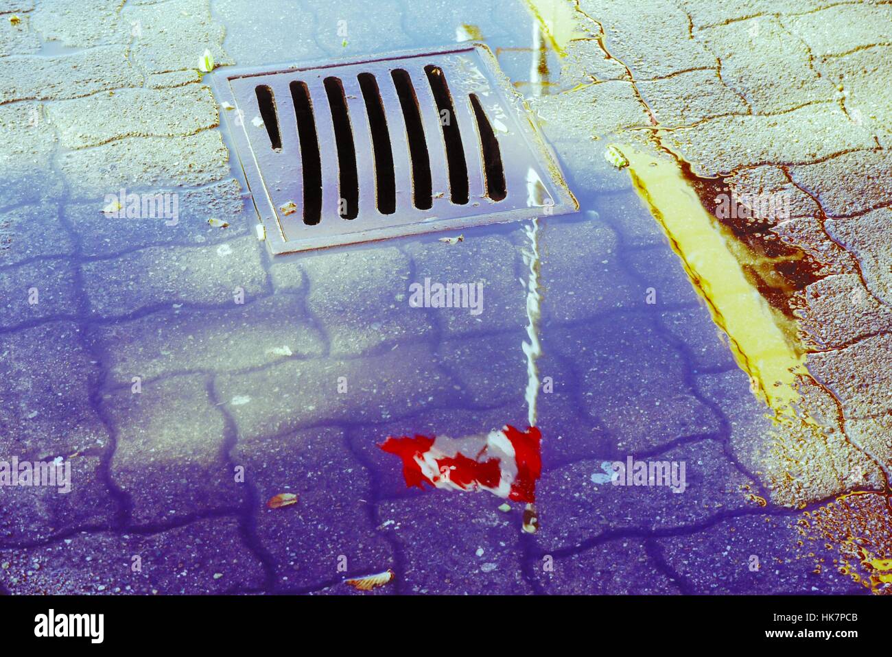 stone, channel, mirroring, canada, reflection, flag, pavement, sidewalk ...