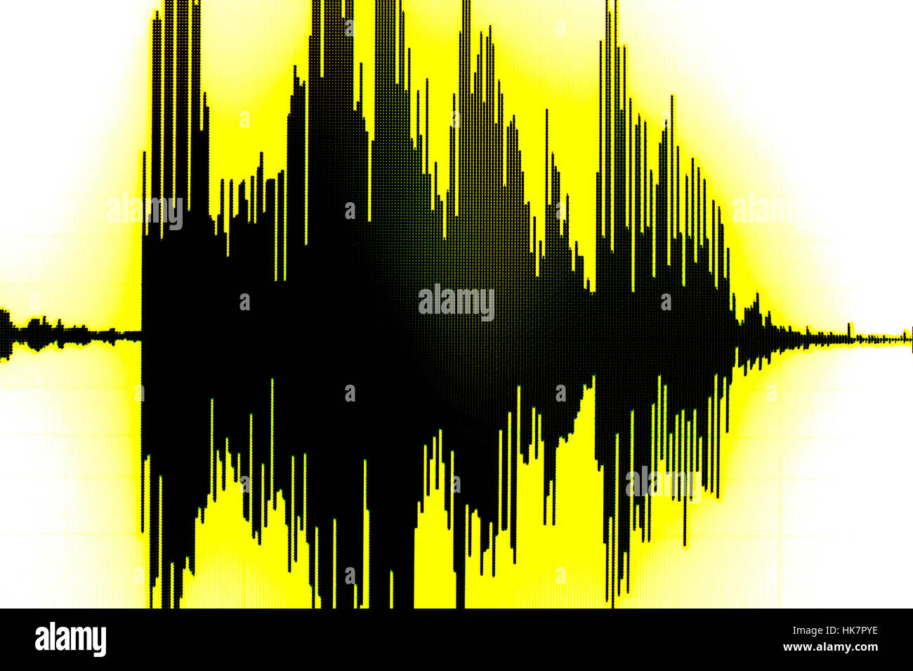 Sound recording studio audio wave on computer screen in professional ...