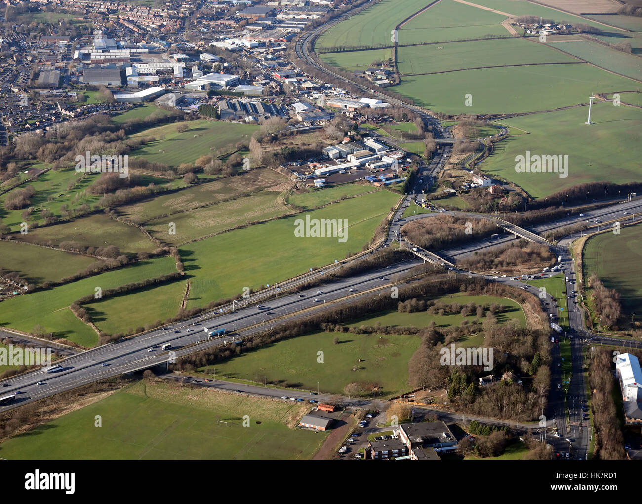 aerial view of junction 40 of the M1 at Ossett near Wakefield, West ...
