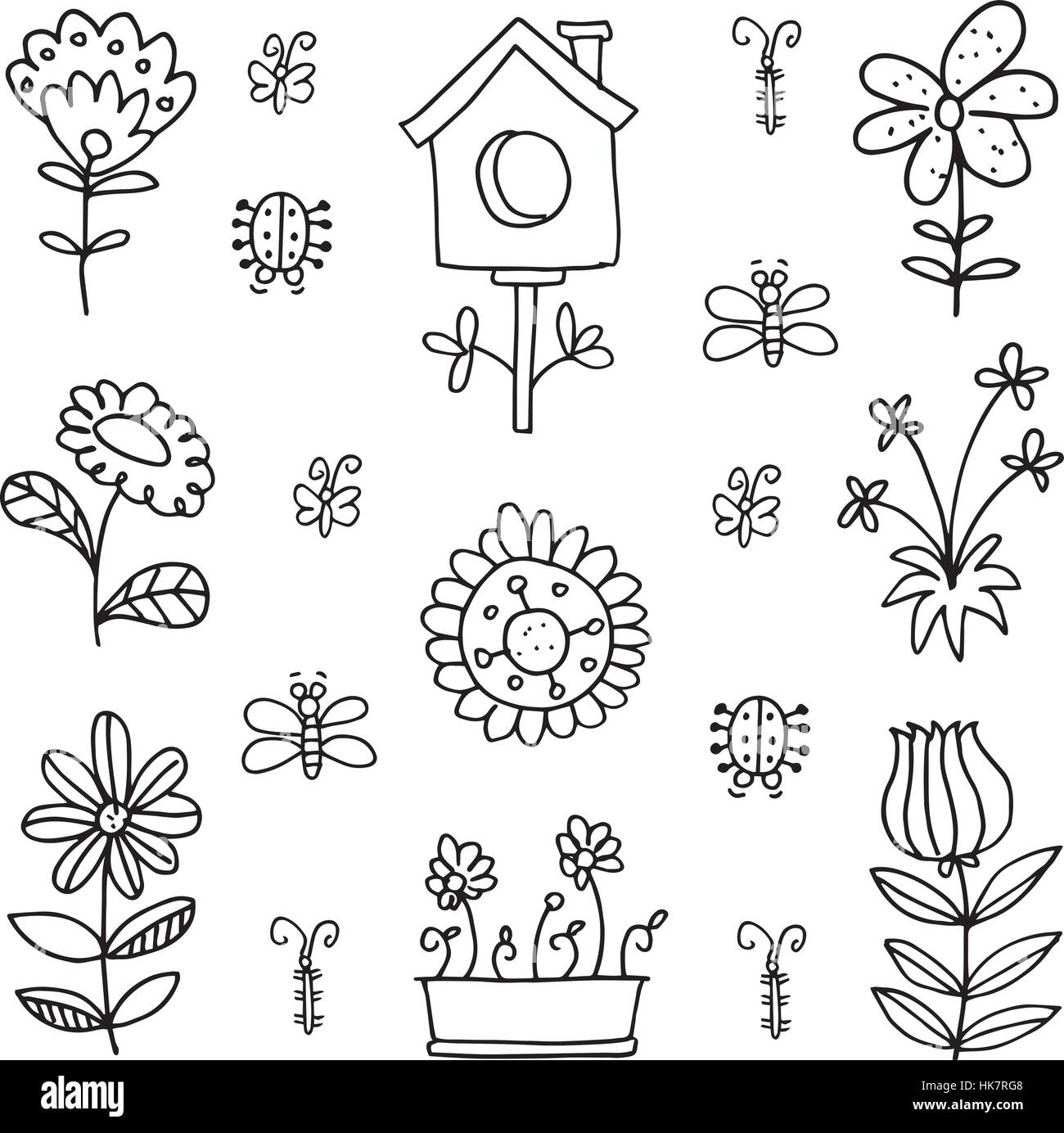 Vector art of spring with hand draw Stock Vector Image & Art - Alamy