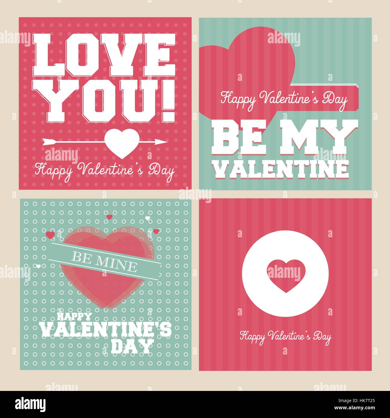Valentines Day banners or cards - retro vintage vector design Stock ...