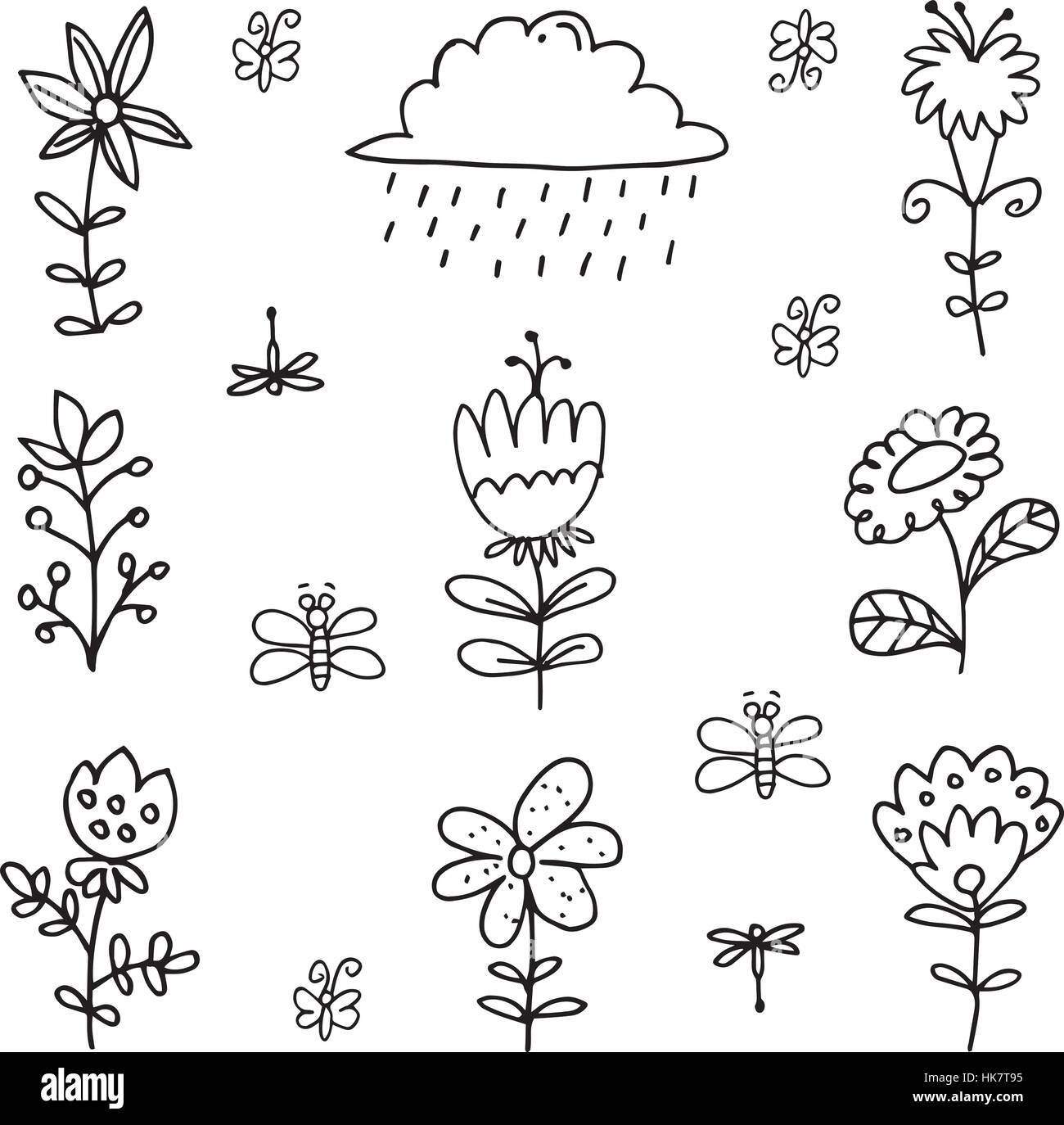 Set of spring doodles item Stock Vector Image & Art - Alamy
