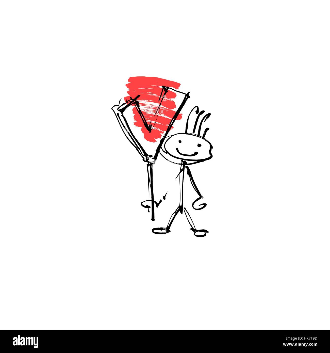 hand drawing sketch human smile stick figure with check mark Stock ...