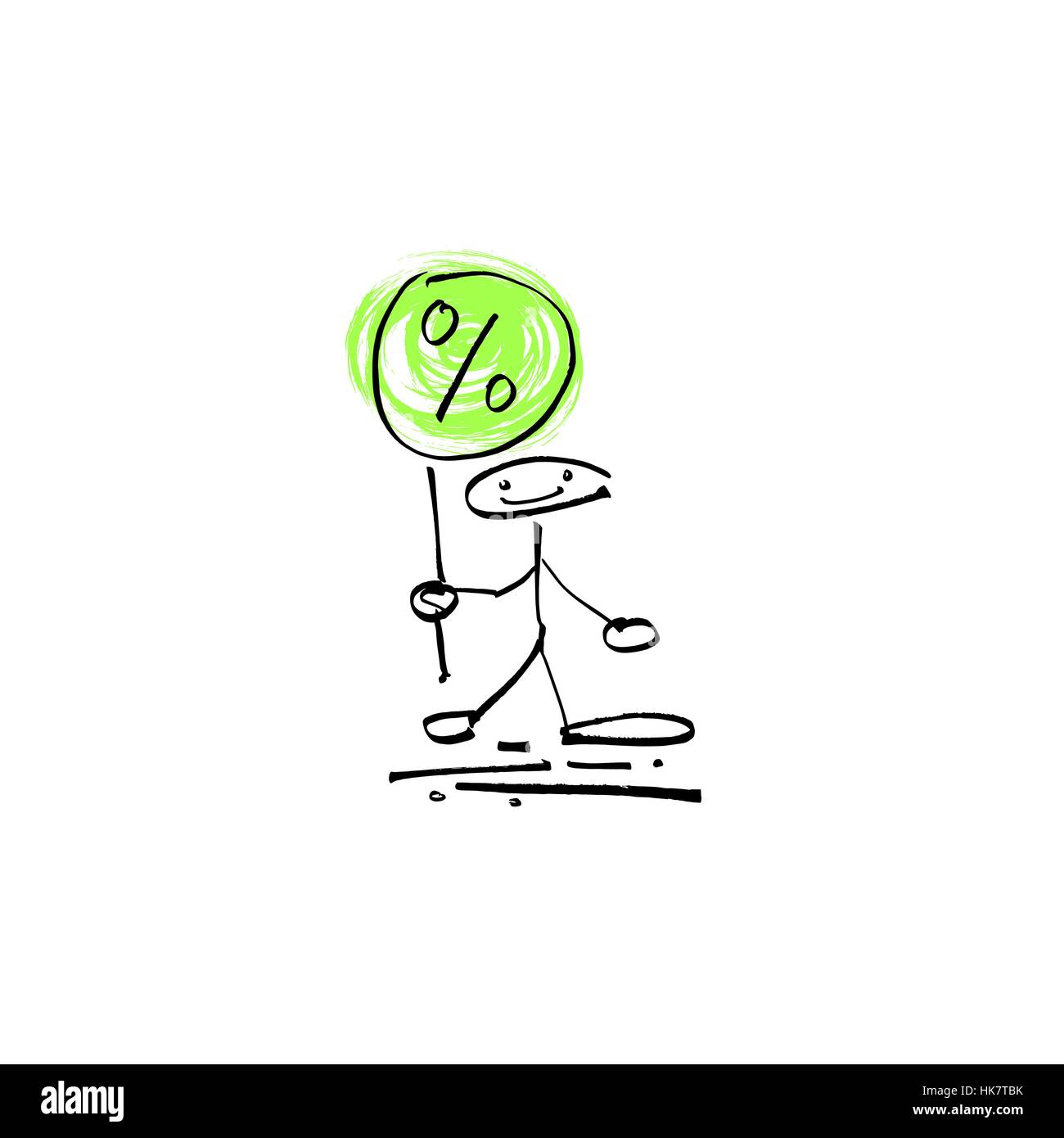 hand drawing sketch human smile stick figure percent sign Stock Vector ...