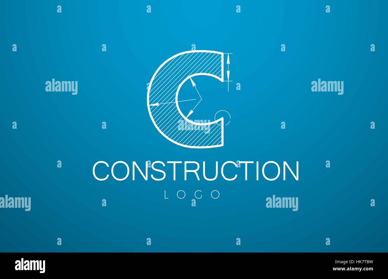 logo template letter C in the style of a technical drawing. sign design ...