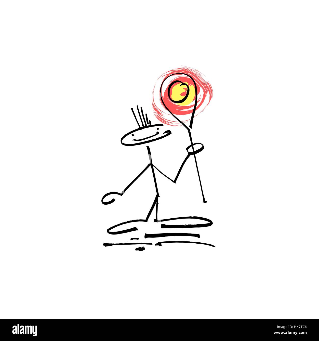 hand drawing sketch human smile stick figure with map sign Stock Vector ...