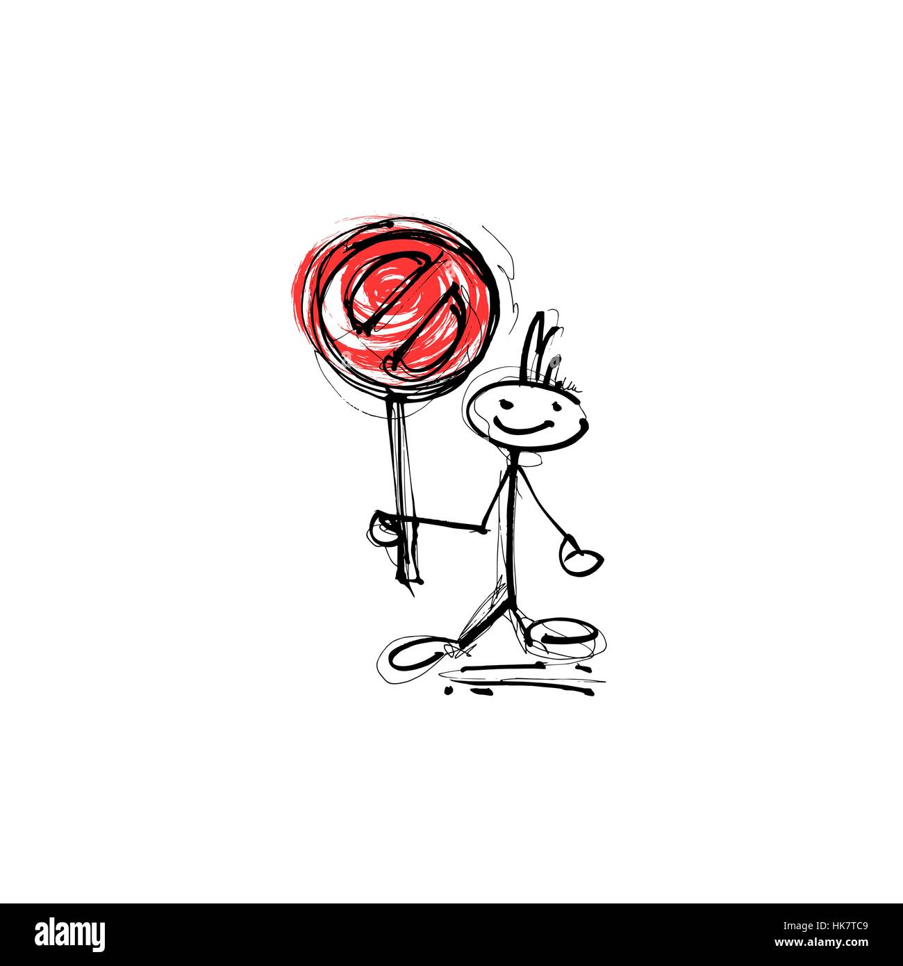 hand drawing sketch human smile stick figure with arrow Stock Vector ...