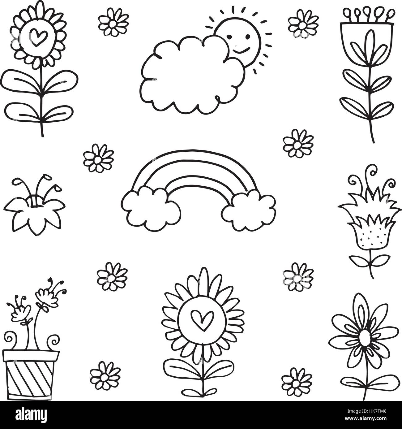 Illustration of spring theme doodles Stock Vector Image & Art - Alamy
