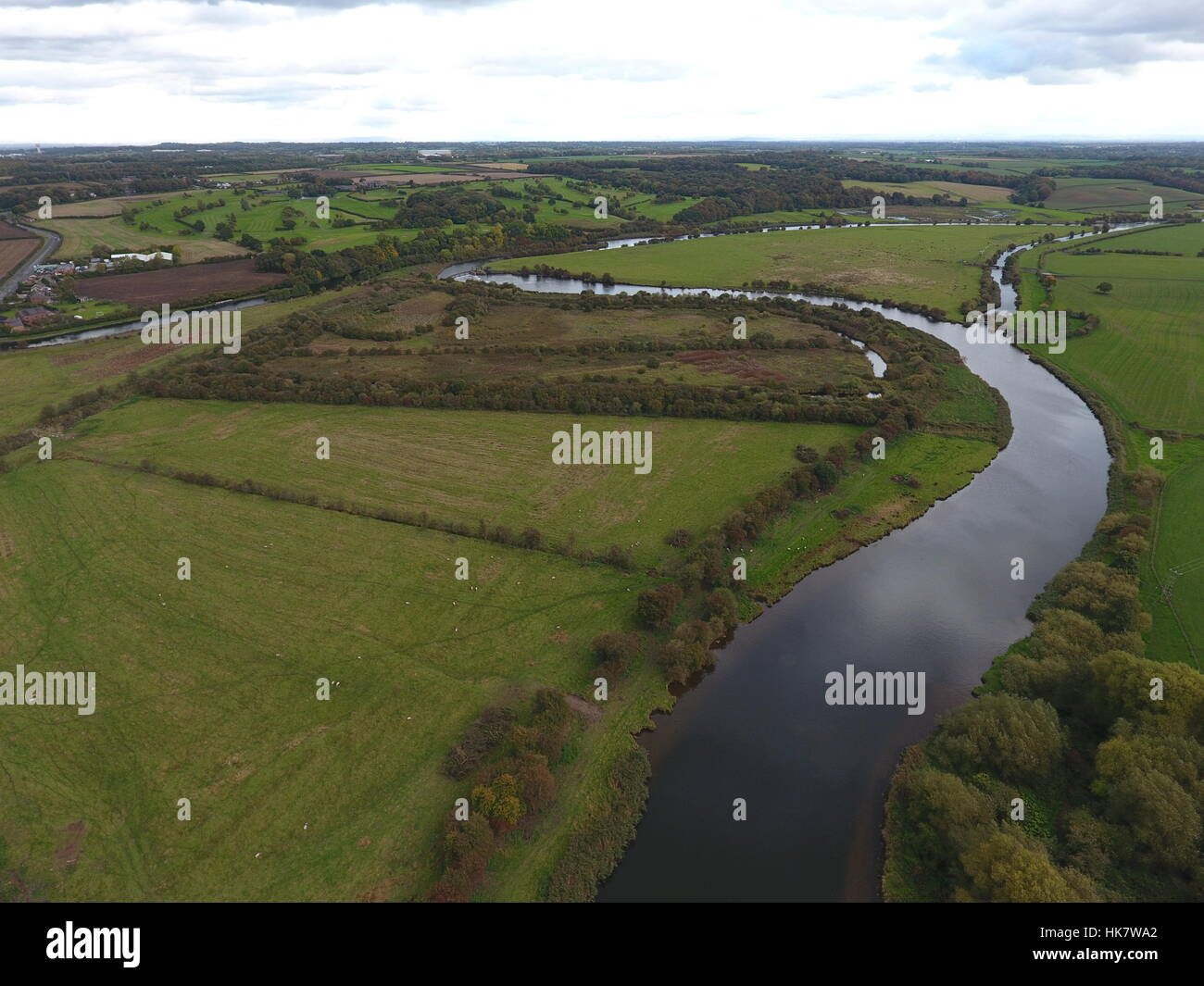 Aerial photograph of the river Weaver in Frodsham, Cheshire Stock Photo ...