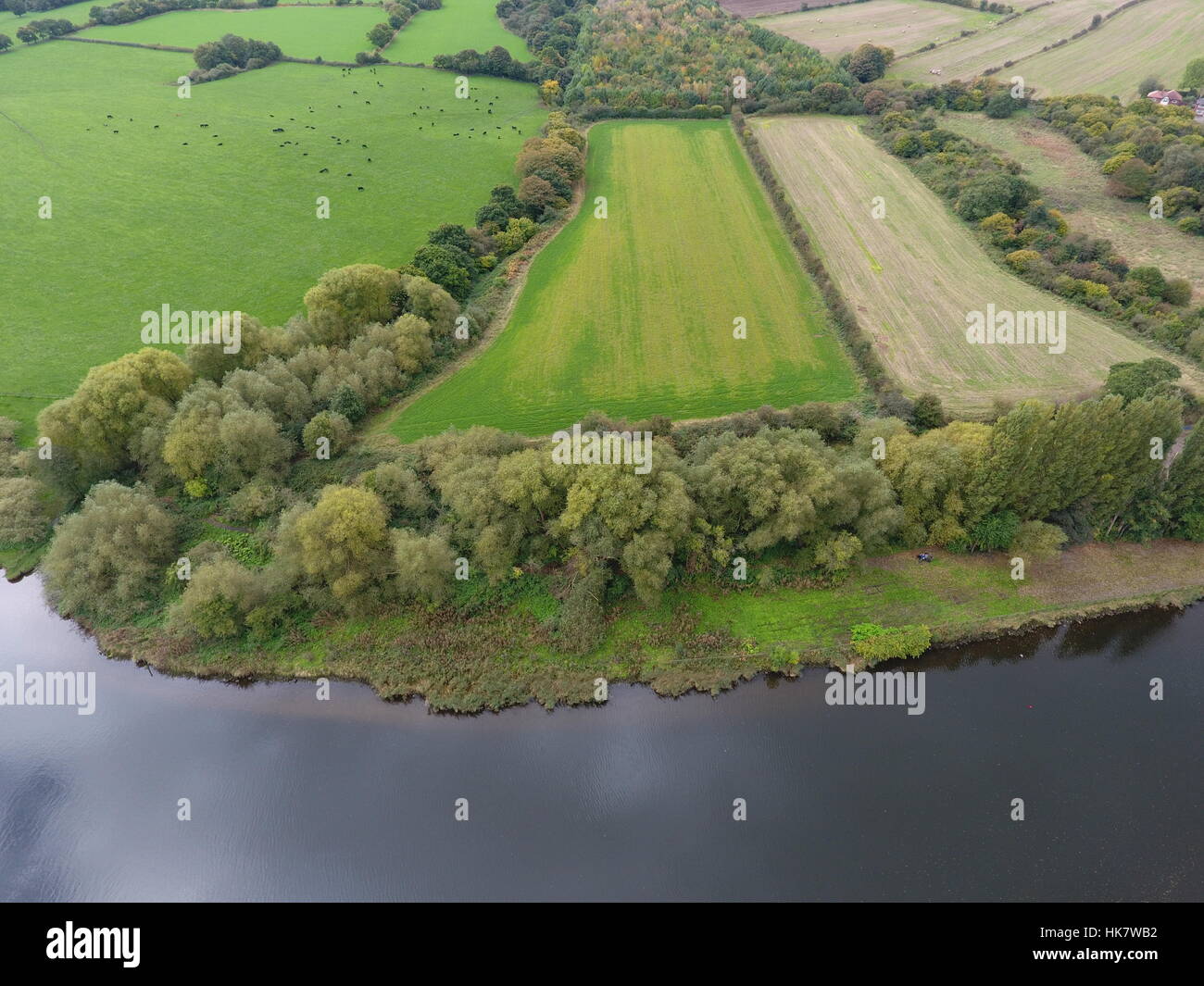 Aerial photograph of the river Weaver in Frodsham, Cheshire Stock Photo ...