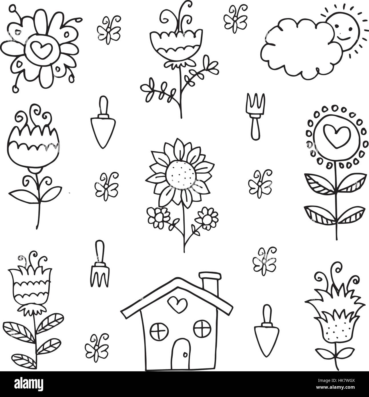 Vector art of spring theme doodles Stock Vector Image & Art - Alamy
