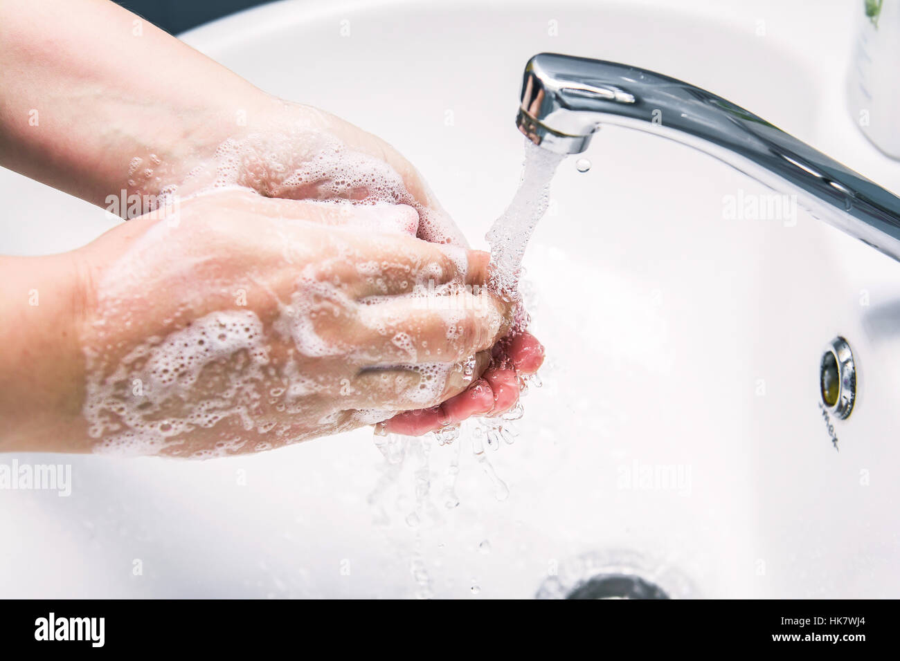 Hands washing bubbles soap hi-res stock photography and images - Alamy