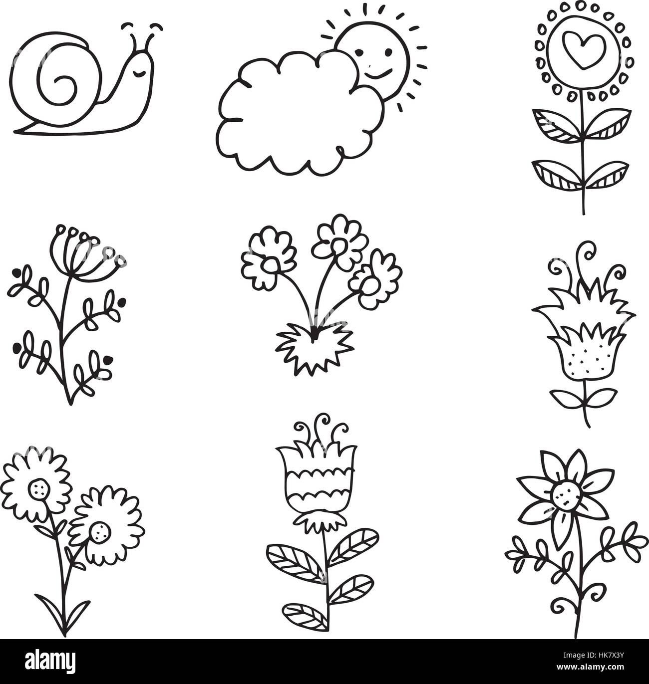Illustration of spring theme item doodles Stock Vector Image & Art - Alamy
