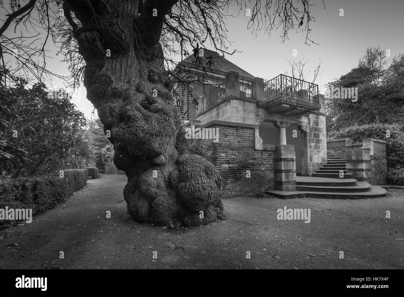 Monochrome garden landscape photograph Black and White Stock Photos ...