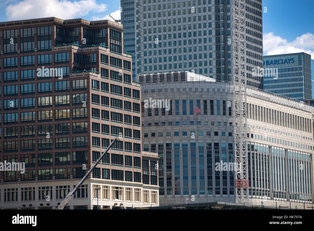 Skyline of financial office buildings at Canary Wharf, Docklands ...