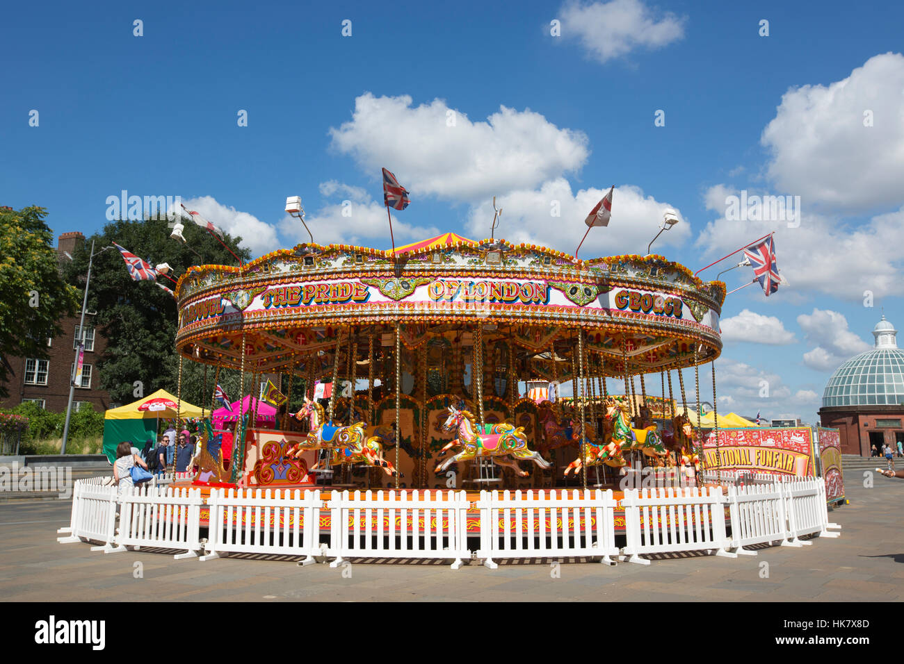 Victorian funfair in Greenwich, on the banks of the River Thames. Known ...